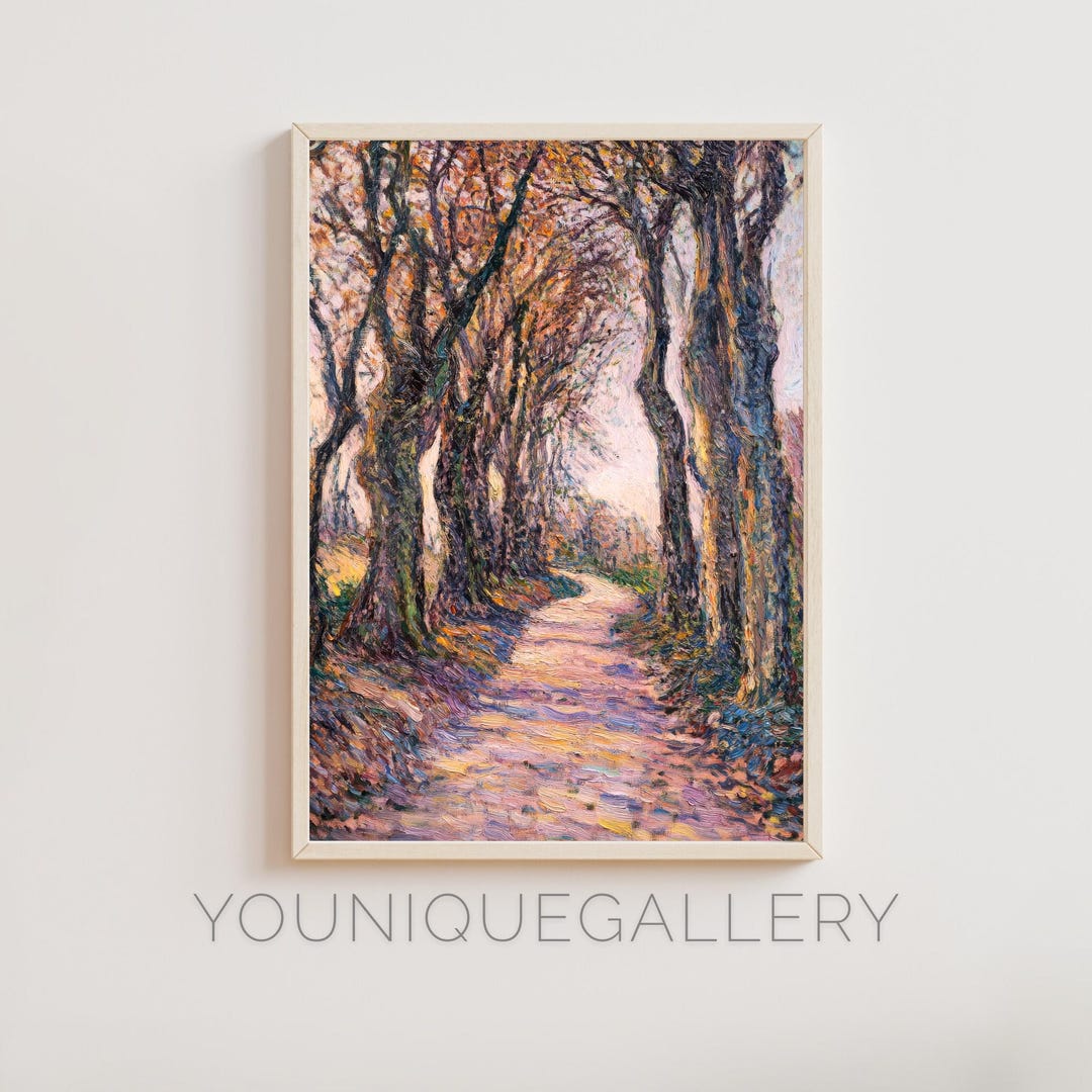 Autumn Forest Path Impasto Art Print: Woodland Landscape (digital ...
