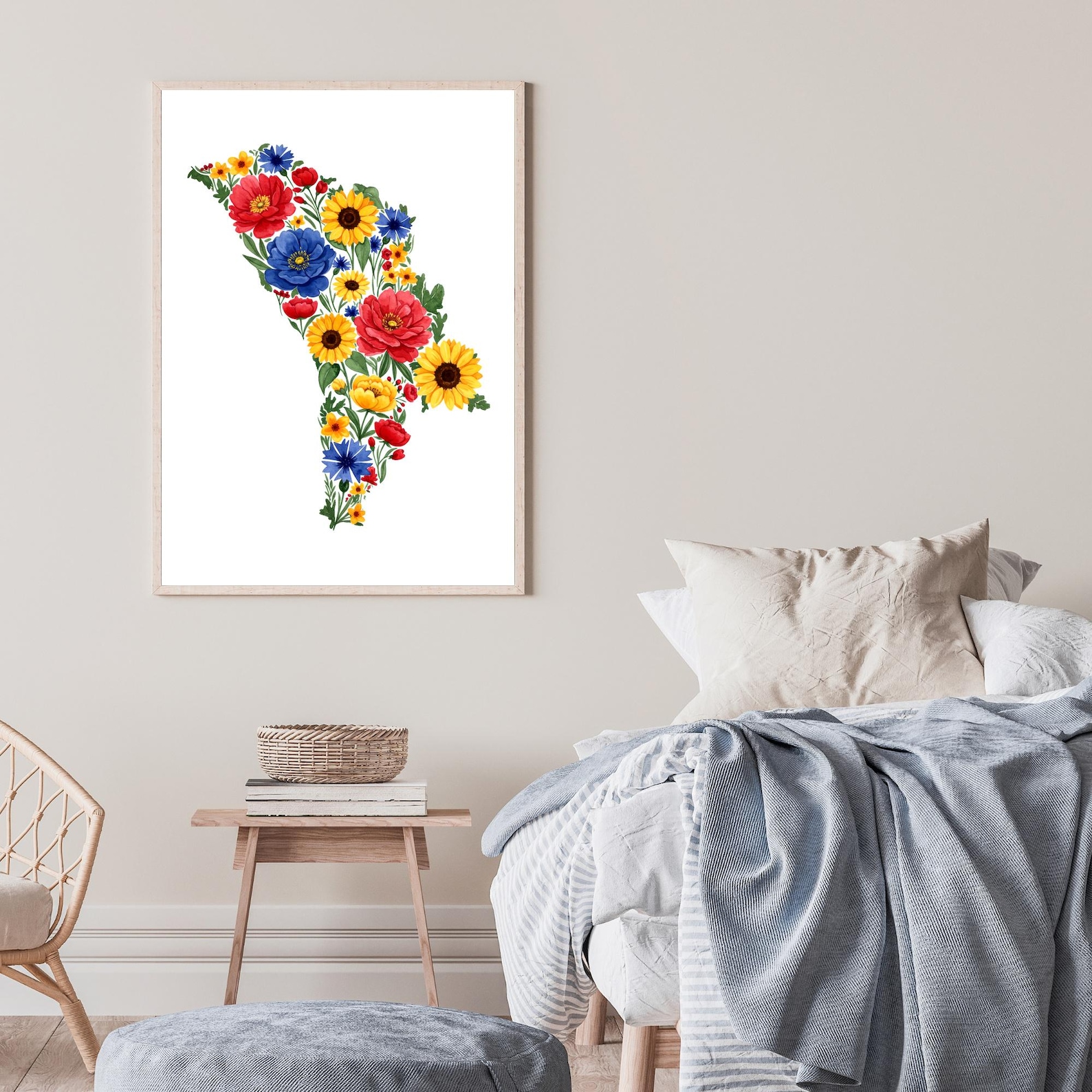 Moldova Map Outline Painting Print, Moldovan Travel Souvenir Wall Art ...