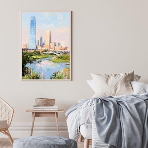Oklahoma City Oil Painting Printable Wall Art, Downtown OKC Skyline ...