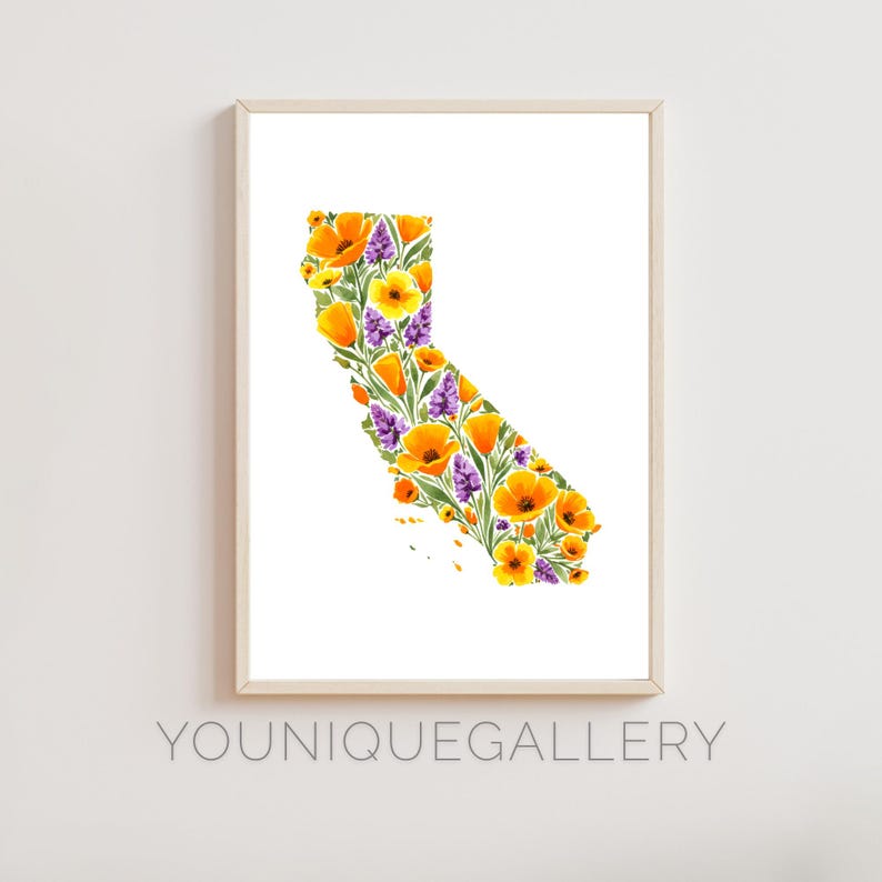 California Poppy Watercolor Print: Golden State Floral Art (digital ...