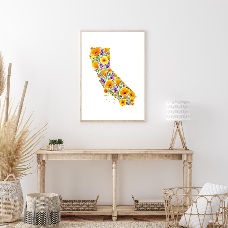 California Poppy Watercolor Print: Golden State Floral Art (digital ...