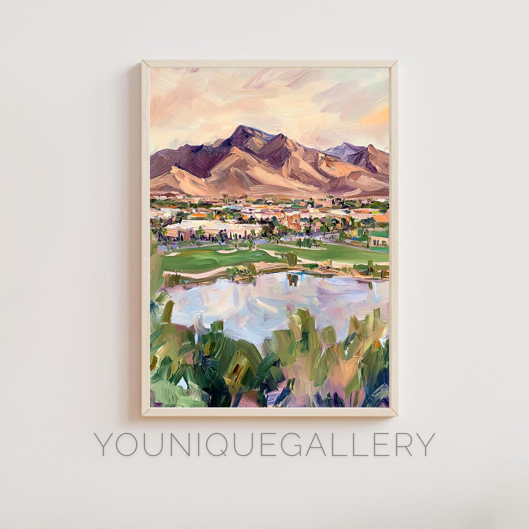 Henderson Nevada Oil Painting: Desert Mountain Lake Landscape (digital ...