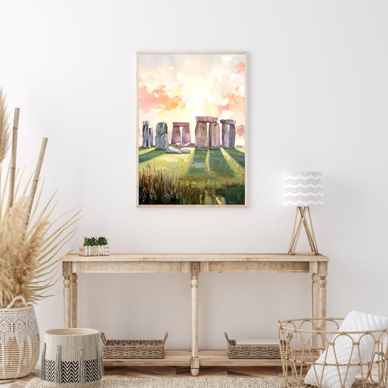 Stonehenge England Painting Wall Art, Ancient Landmark Poster Print ...
