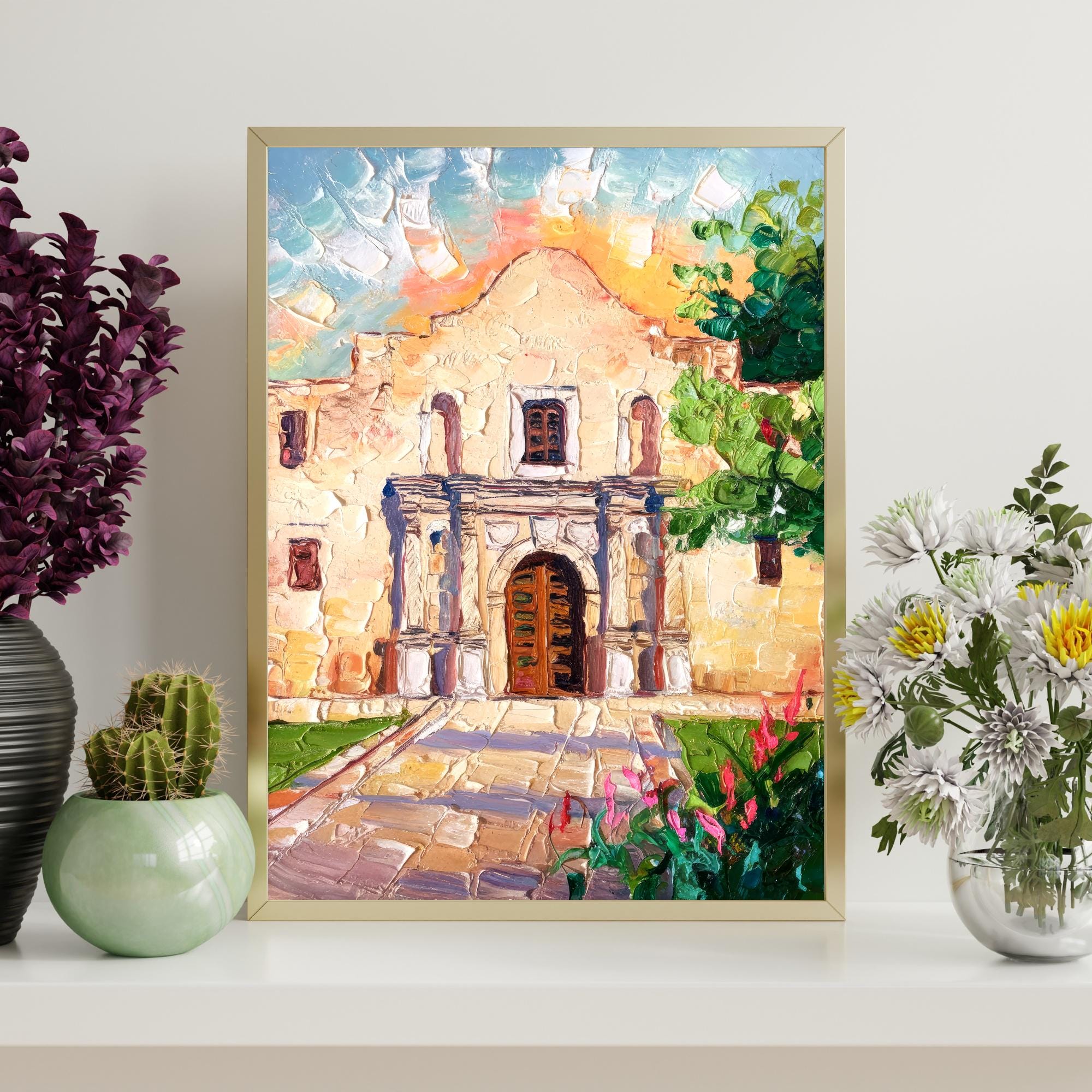 The Alamo Oil Painting Printable, Historic Texas Wall Art Print ...
