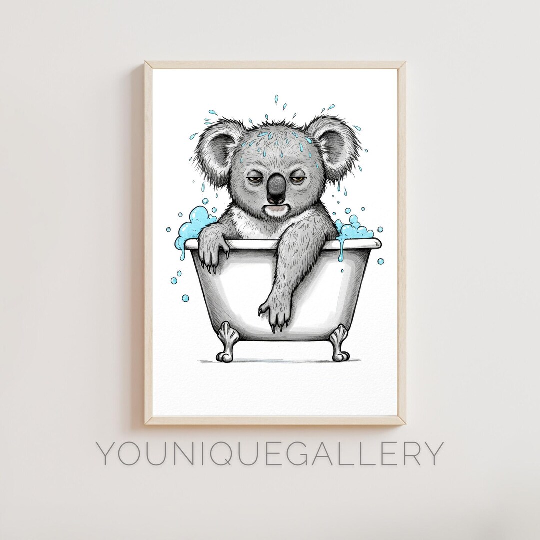 Koala Bath Print, Funny Bathroom Wall Art, Australian Animal Digital ...