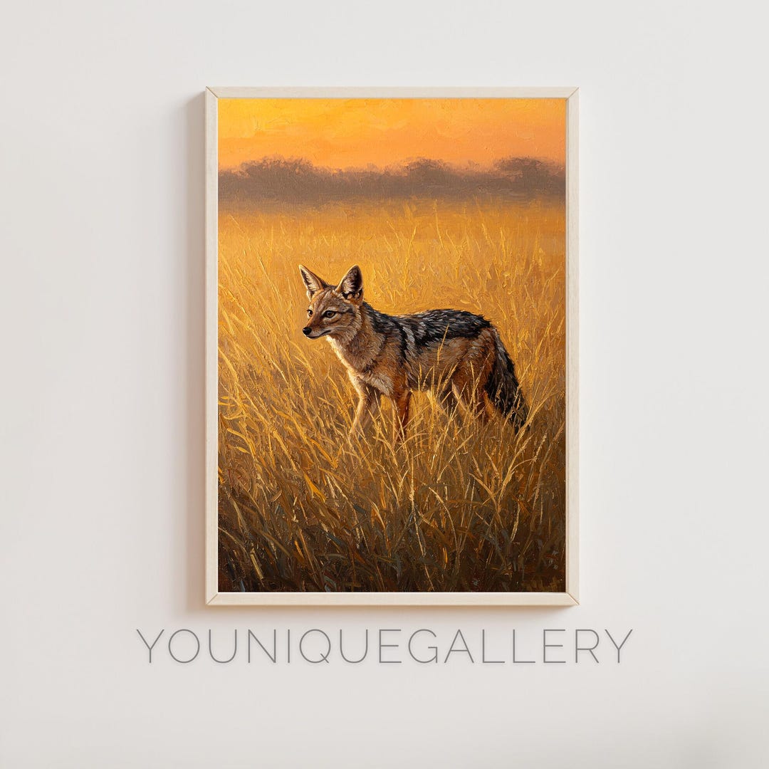 Golden Jackal Sunset Art Print: African Wildlife Poster (digital ...