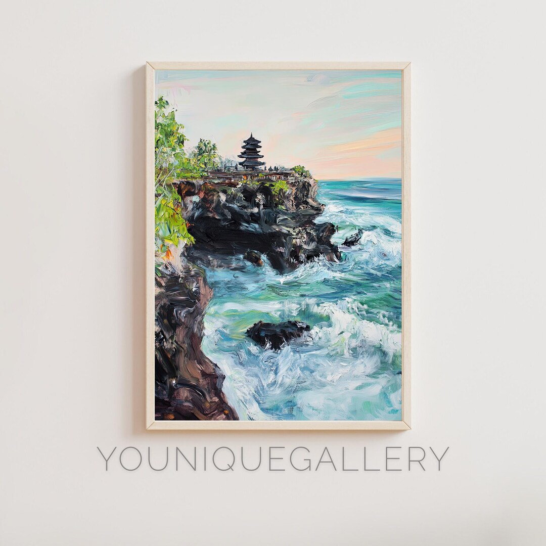 Tanah Lot Temple Oil Painting: Bali Coastal Print (digital Download) - Etsy