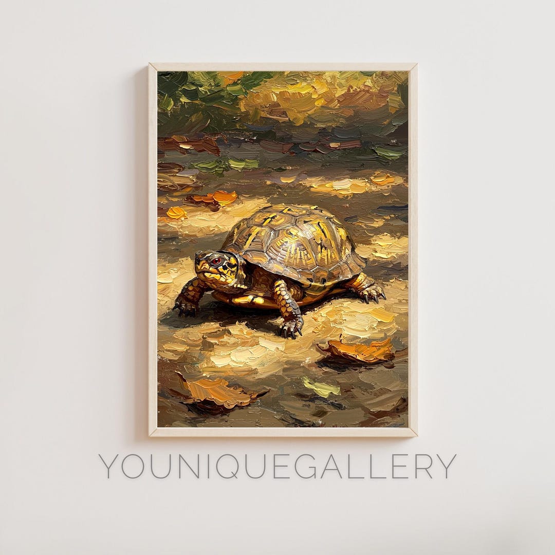 Box Turtle Printable Painting, Forest Reptile Wall Art, Wildlife Nature ...