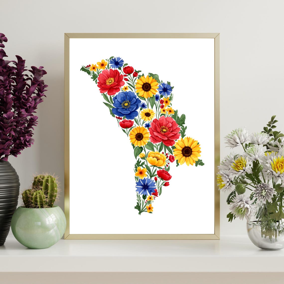 Moldova Map Floral Art Print: Moldovan Souvenir (digital Download) - Etsy