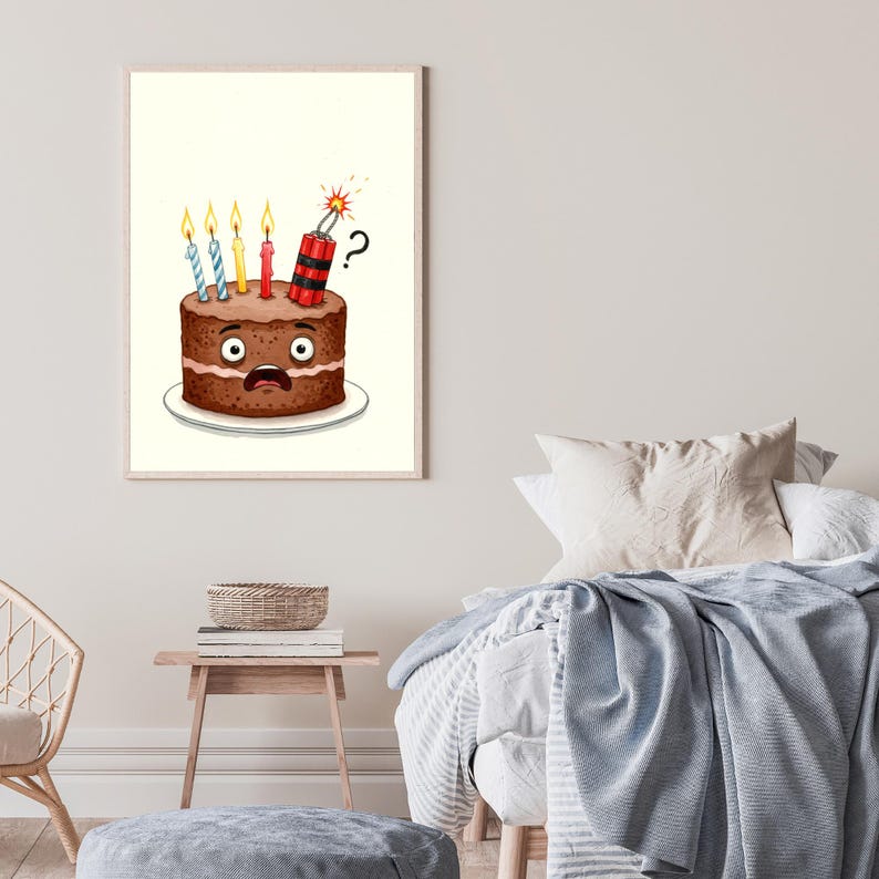 Explosive Birthday Cake Funny Wall Art | Dynamite Candle Humor ...