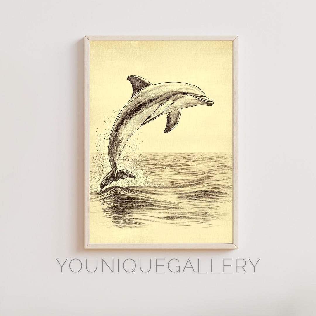 Jumping Dolphin Art Print: Marine Wildlife Ocean Poster (digital ...