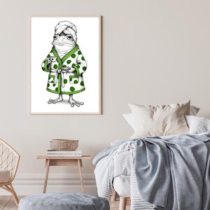 Frog in Bathrobe Art Print: Funny Bathroom Decor (digital Download) - Etsy