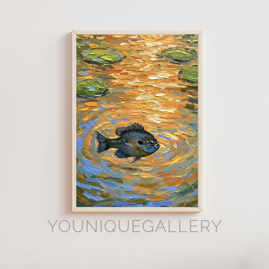 Bluegill Fish Printable Painting, Freshwater Fishing Wall Art, Nature ...