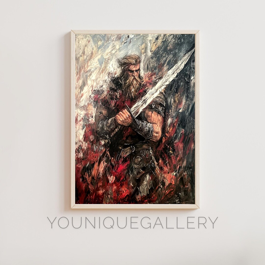 Viking Warrior Tyr God Art Print: Norse Mythology Poster (digital ...