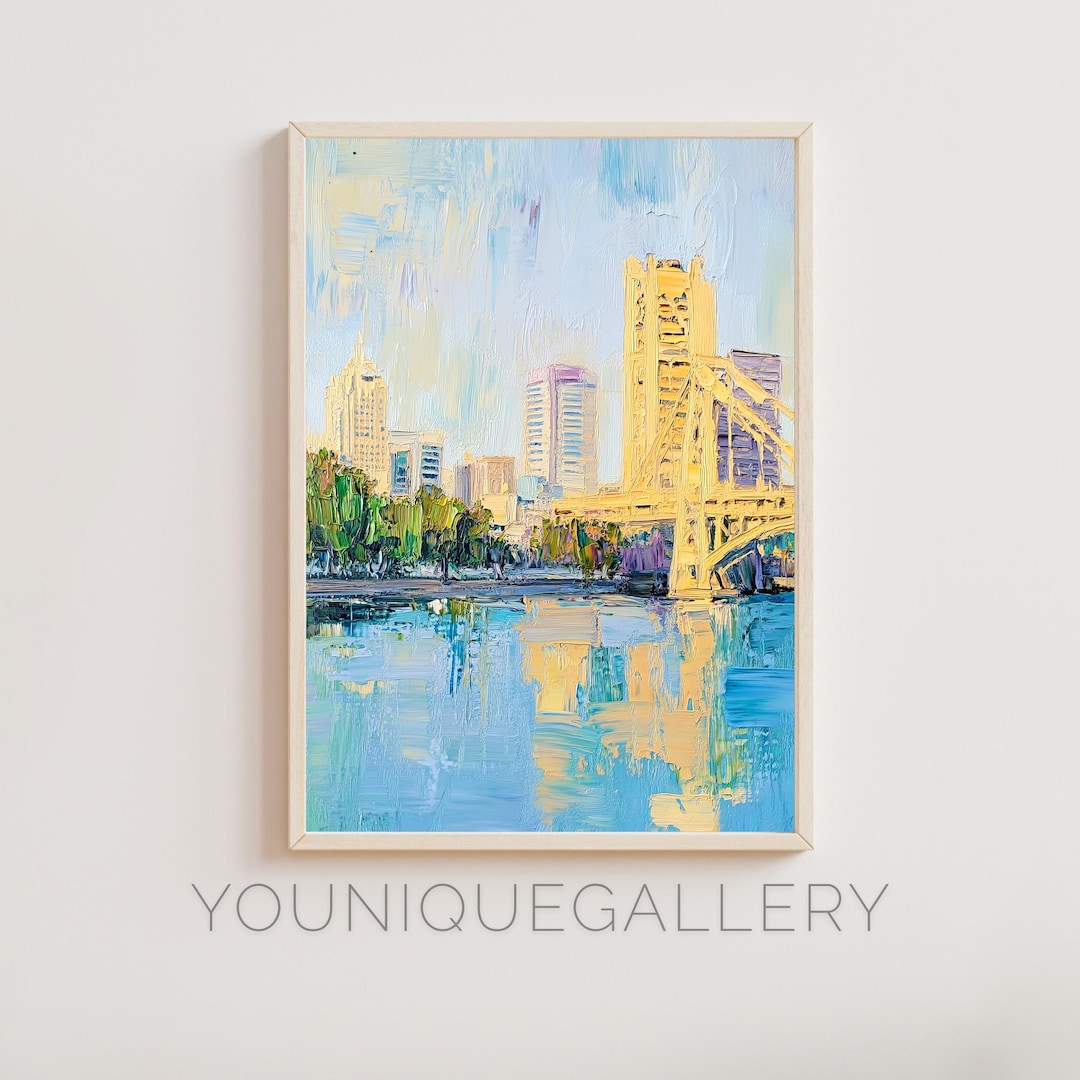 Sacramento Tower Bridge Oil Painting Print: California Capital City ...