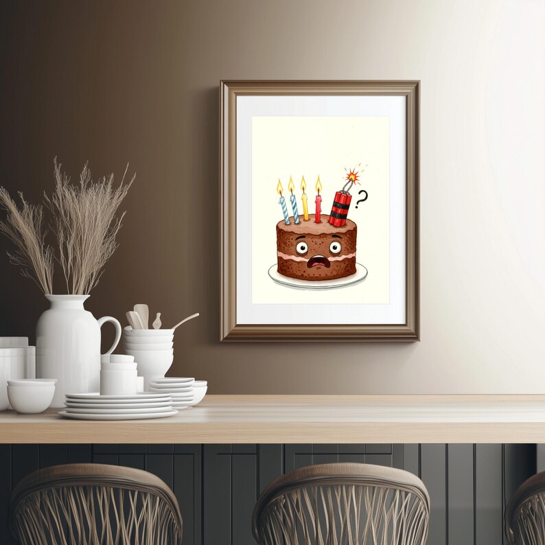 Explosive Birthday Cake Funny Wall Art | Dynamite Candle Humor ...