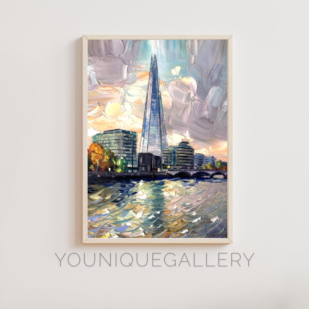 The Shard Oil Painting Printable, London Wall Art Poster, Digital ...