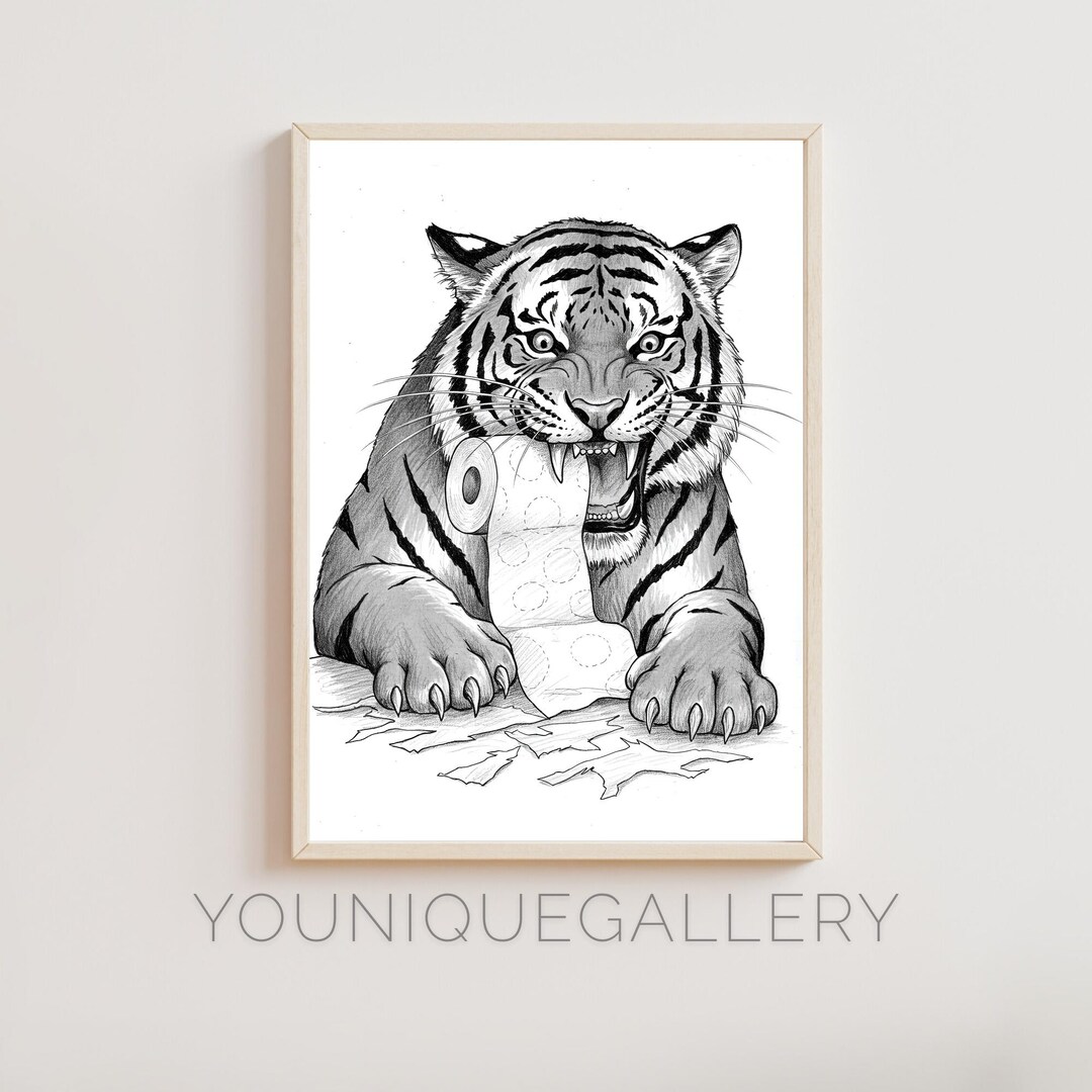 Fierce Tiger Toilet Paper Art: Edgy Bathroom Decor (digital Download ...