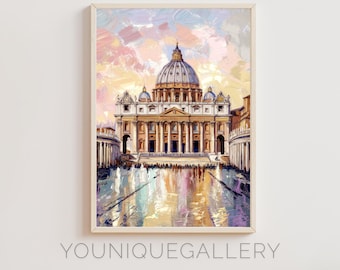 Vatican City Cathedral Poster – Colourful Geometric St Peter’s Basilica ...