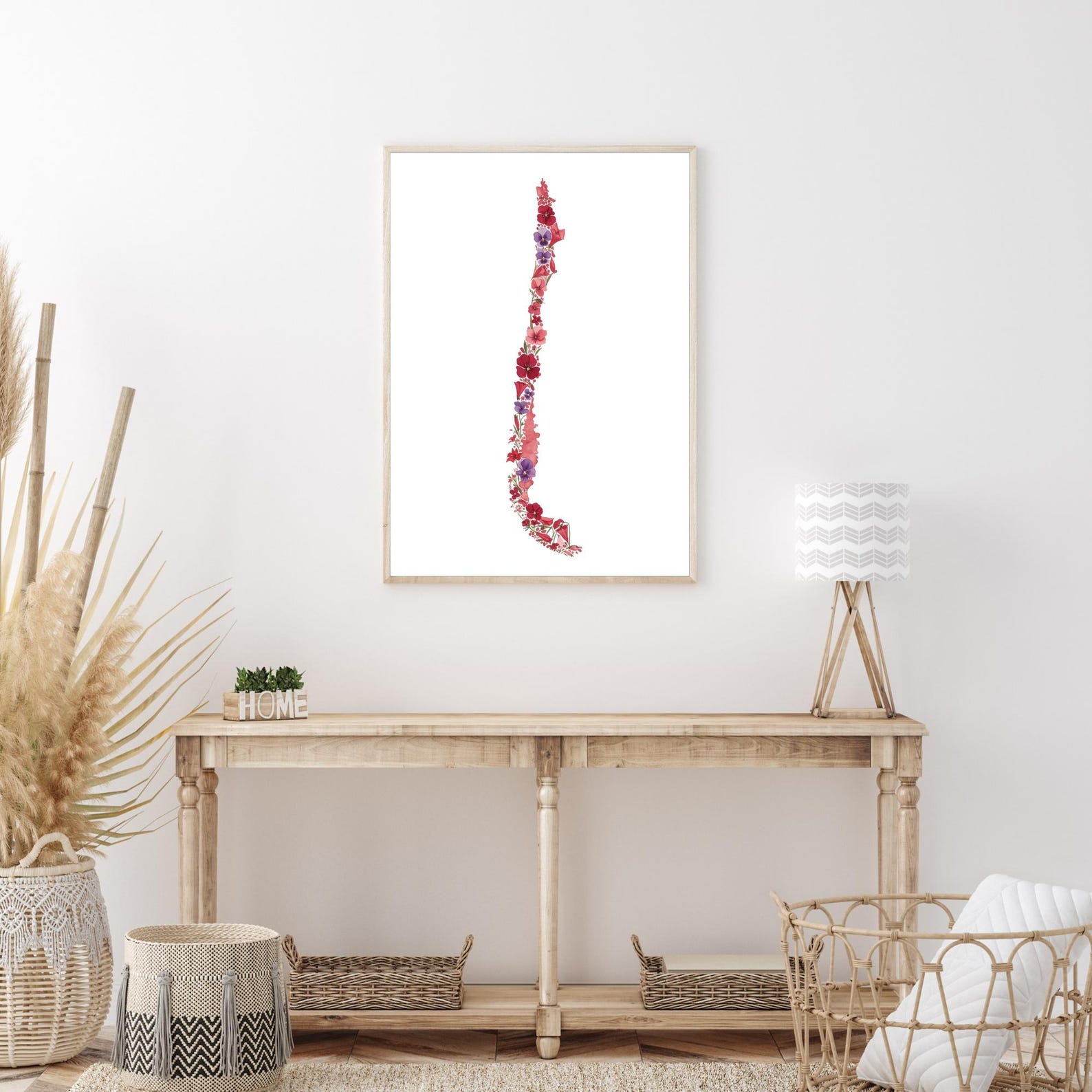 Chile Map Copihue Flower Painting Printable, Lapageria Rosea Watercolor ...
