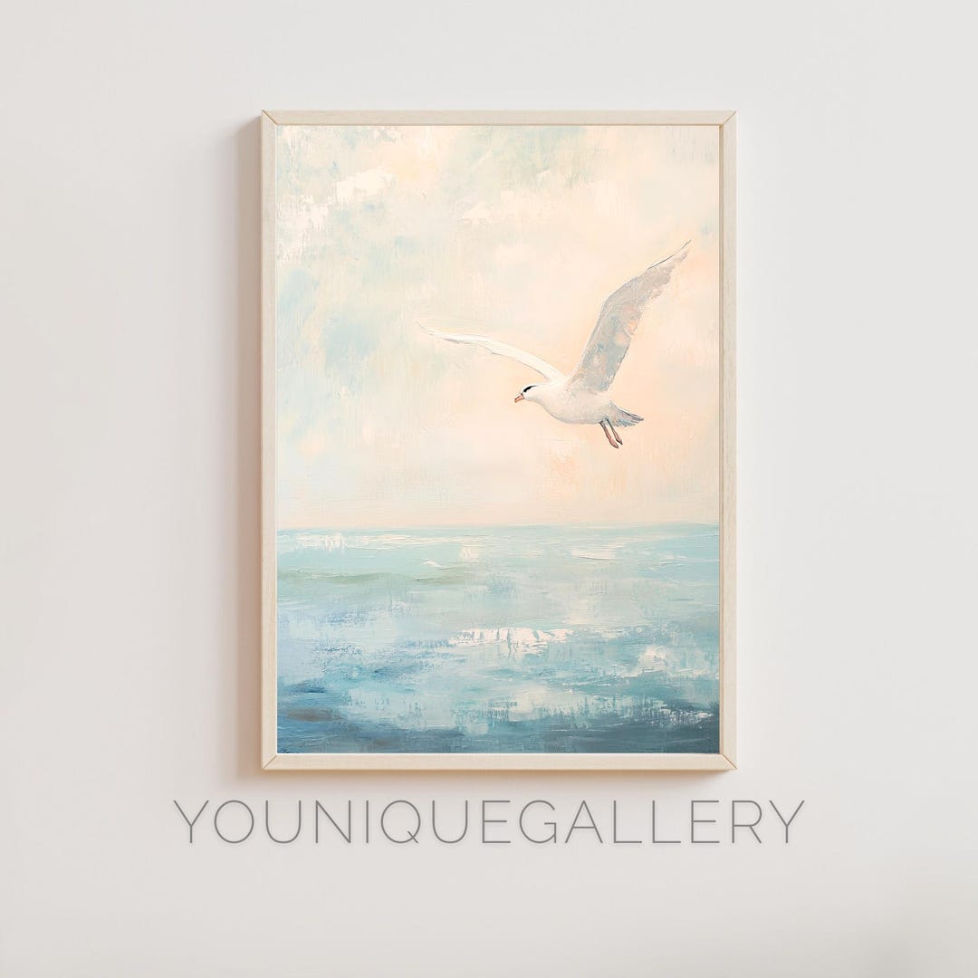 Albatross Over Ocean Printable Painting, Coastal Bird Wall Art ...