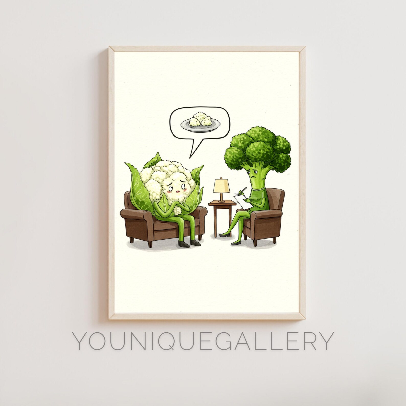 Funny Cauliflower Therapy Printable, Quirky Vegetable Wall Art ...
