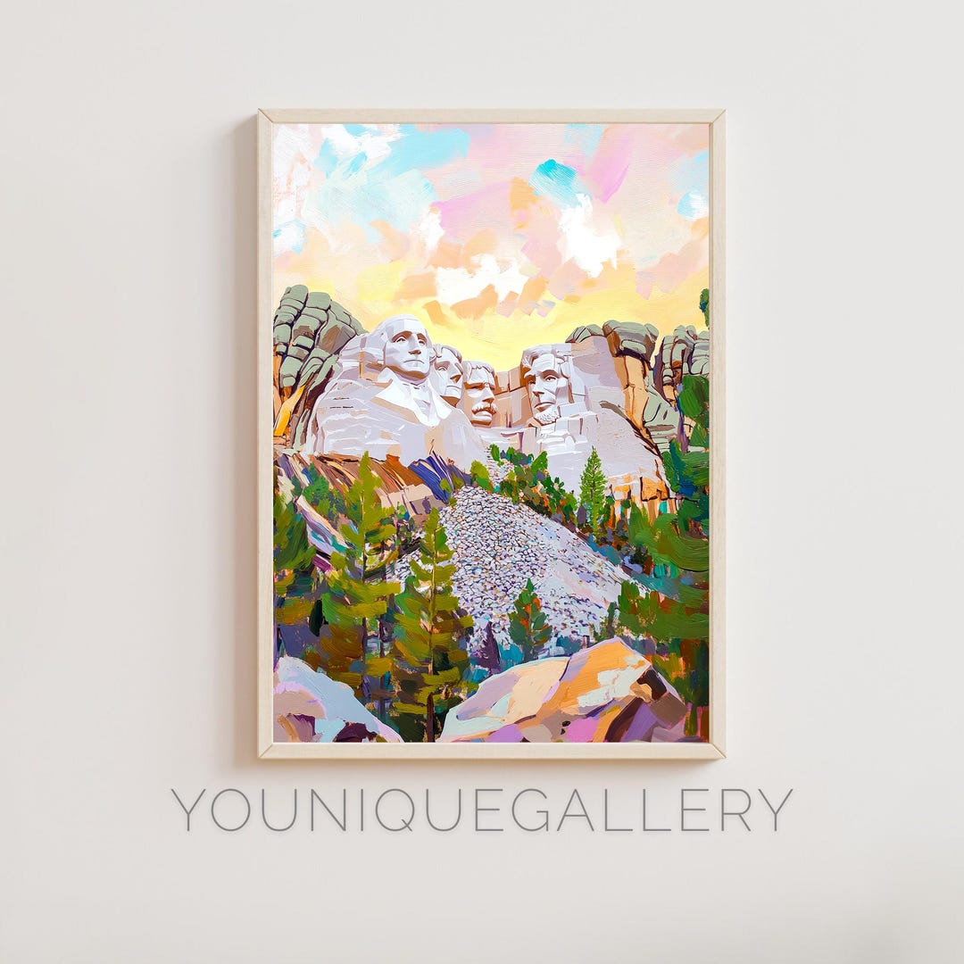 Mount Rushmore Painting: American Landmark Art Print (digital Download ...