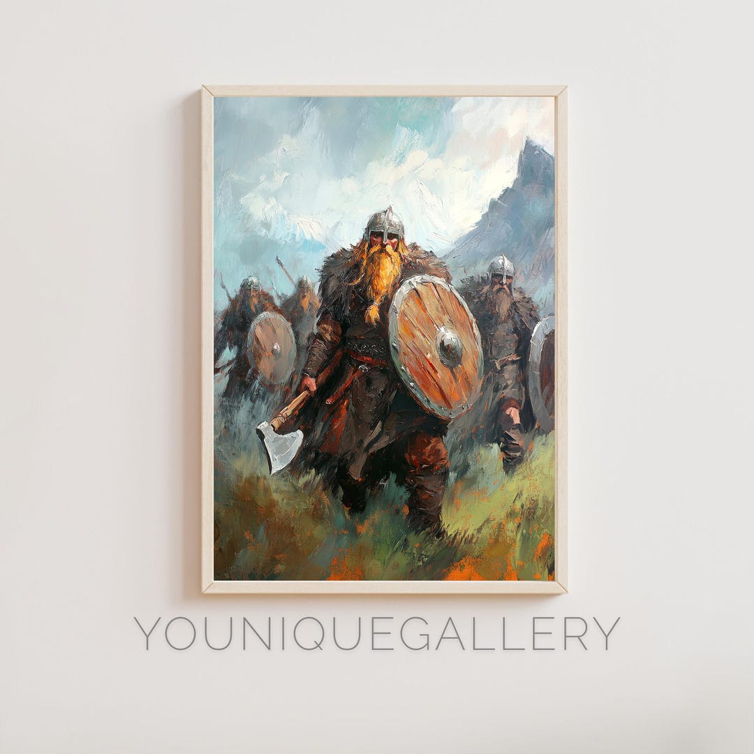 Viking Warriors Printable Wall Art, Nordic Battle Digital Download, Men ...