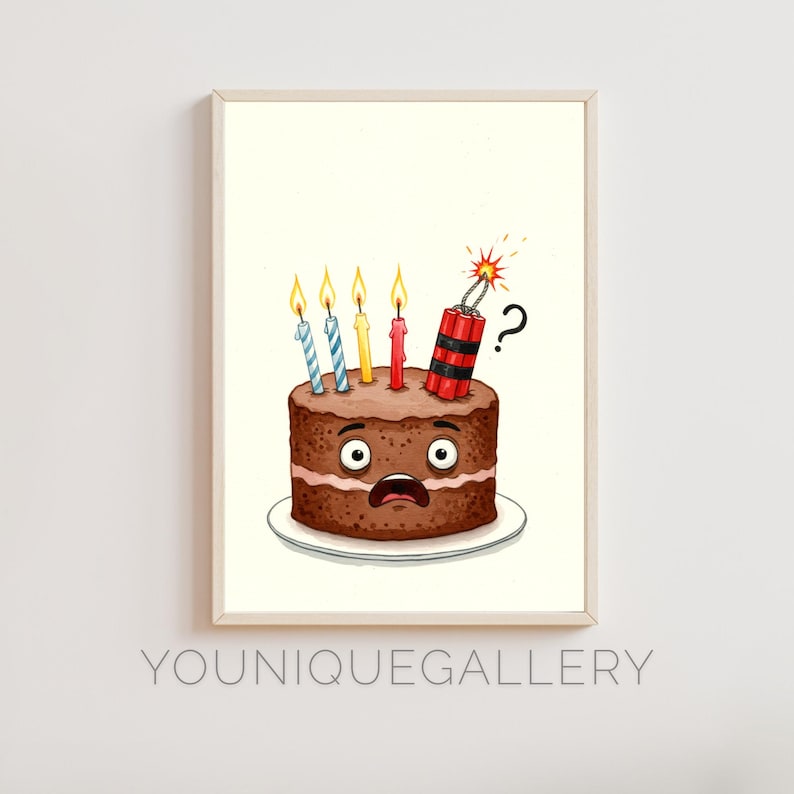 Explosive Birthday Cake Funny Wall Art | Dynamite Candle Humor ...