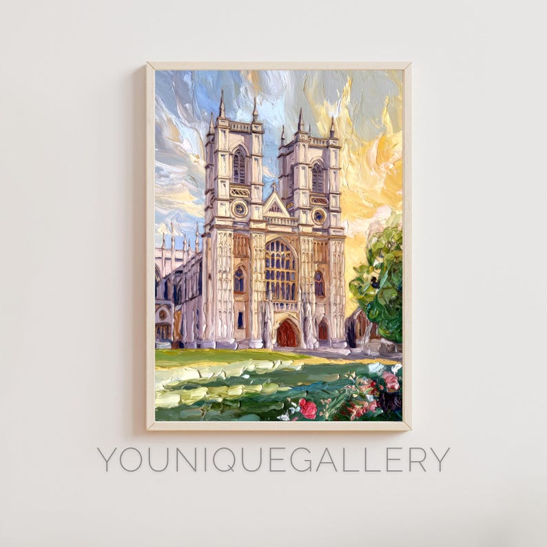 Westminster Abbey Oil Painting Printable, London Wall Art Poster ...