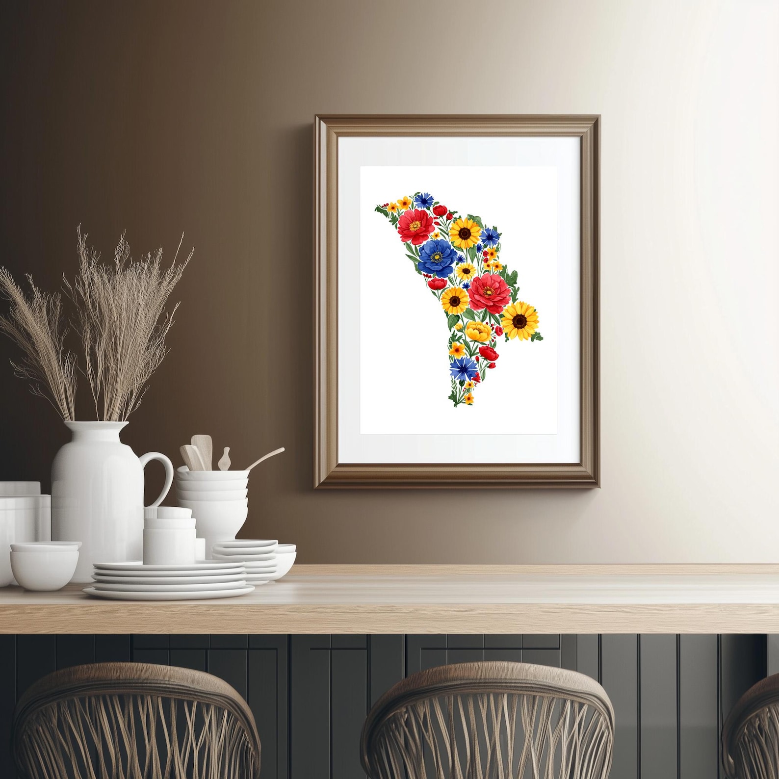Moldova Map Outline Painting Print, Moldovan Travel Souvenir Wall Art ...