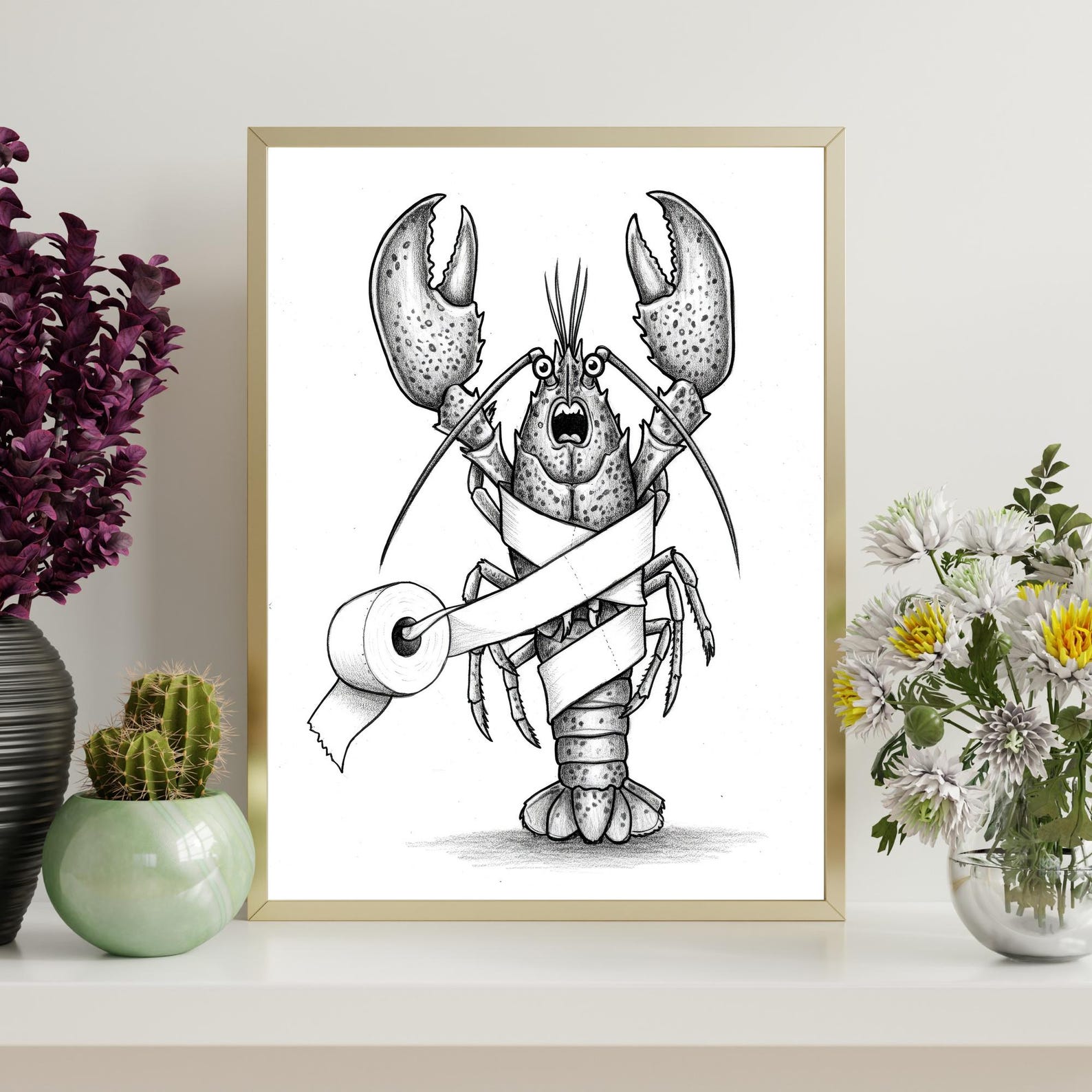 Funny Lobster Toilet Paper Bathroom Art Print (digital Download) - Etsy