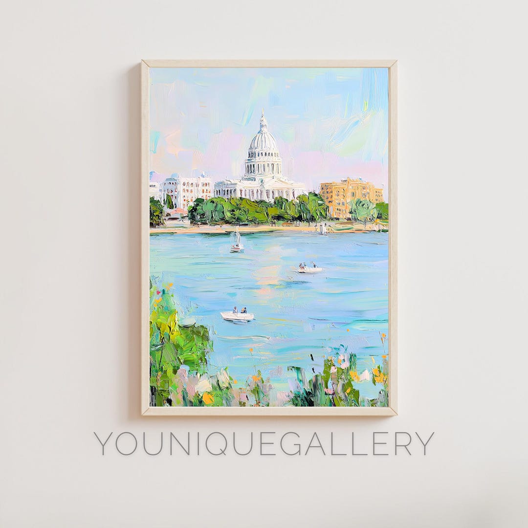 Madison Wisconsin Art Print: State Capitol Oil Painting (digital ...