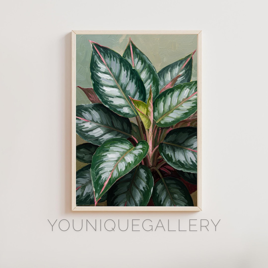 Aglaonema Chinese Evergreen Botanical Print | Variegated Houseplant ...