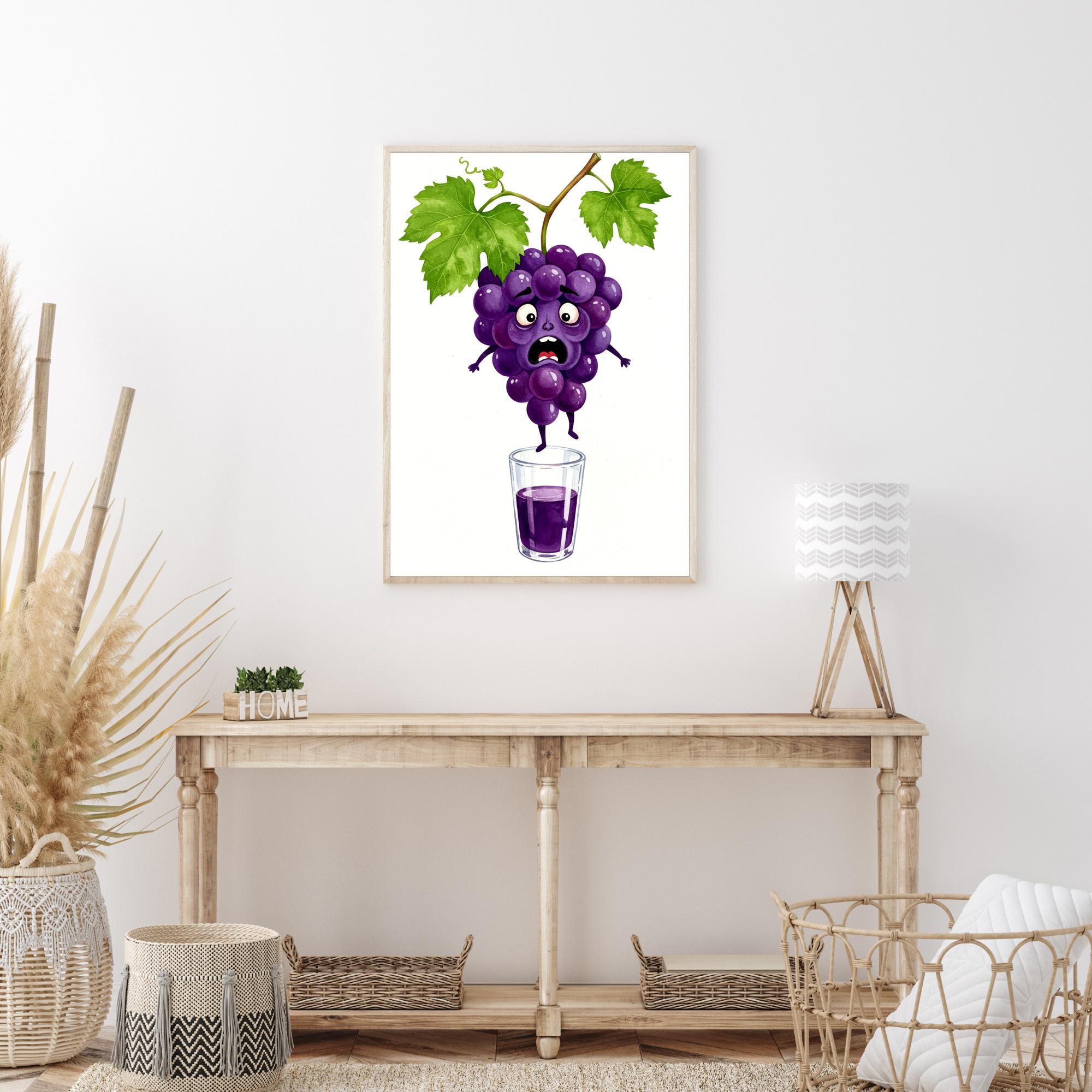 Funny Grape Printable | Wine Pun Kitchen Decor | Whimsical Fruit ...