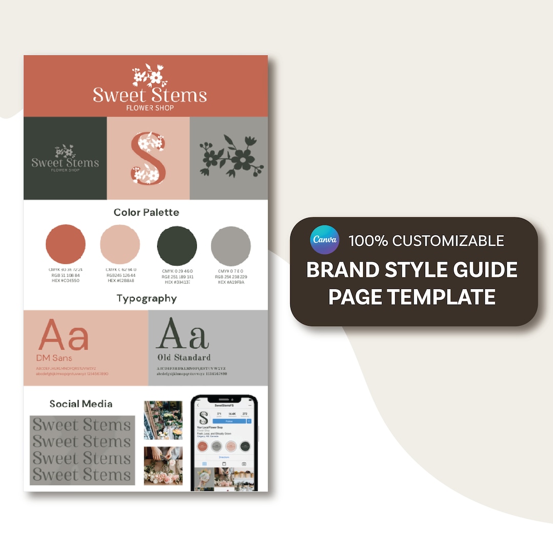 Brand Style Guide Template | Canva Template | 100% Editable | Branding ...