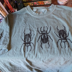 Rhino Beetle Blockprint Linocut T-shirt | Entomology/bug Themed Stag ...