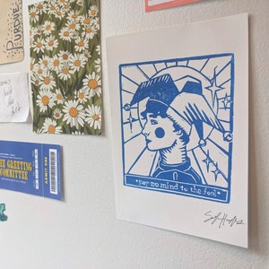 The Fool Linocut Print Jester Celestial Block Print Magic and Tarot ...