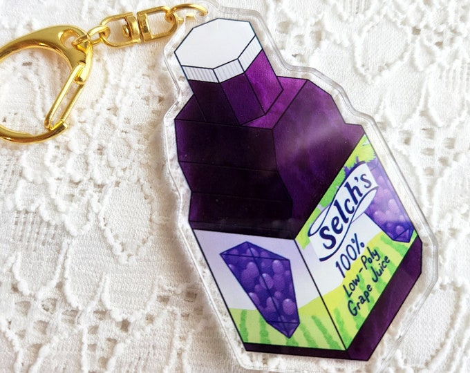 FFXIV Low Polygon Count Grape Juice Keychain // Endwalker Grape Meme ...