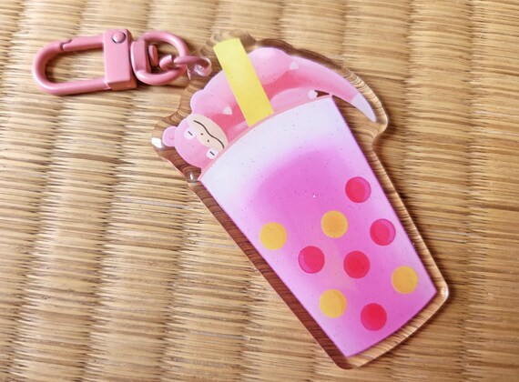 Slowpoke Boba Keychain // Pokemon Bubble Tea Charm | Etsy