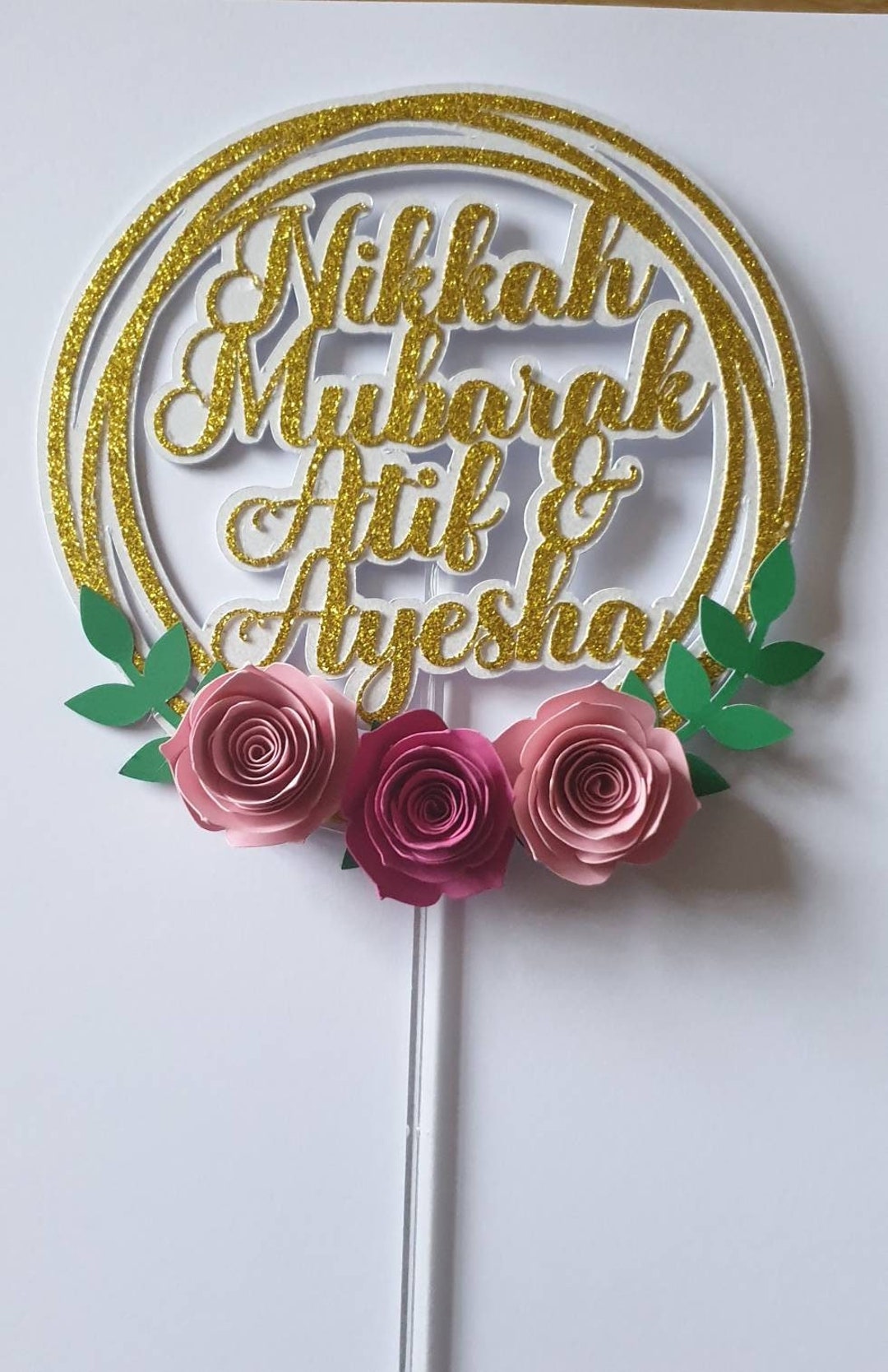 Nikkah Mubarak Cake Topper, Personalised Nikkah Cake Topper, Add Any 2 ...