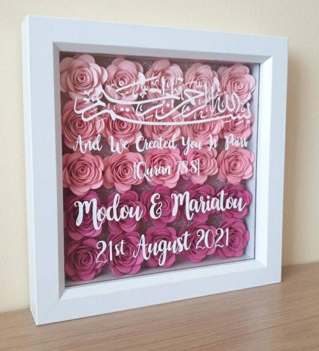Personalised Wedding Frame, Nikkah Frame, 3D Flower Nikkah Frame, 3D ...
