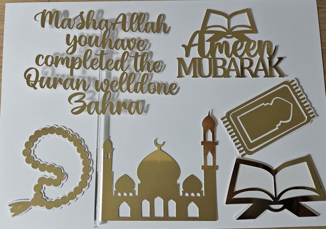 Personalised Quran Completion Cake Topper Set • Card Ameen Cake Topper ...