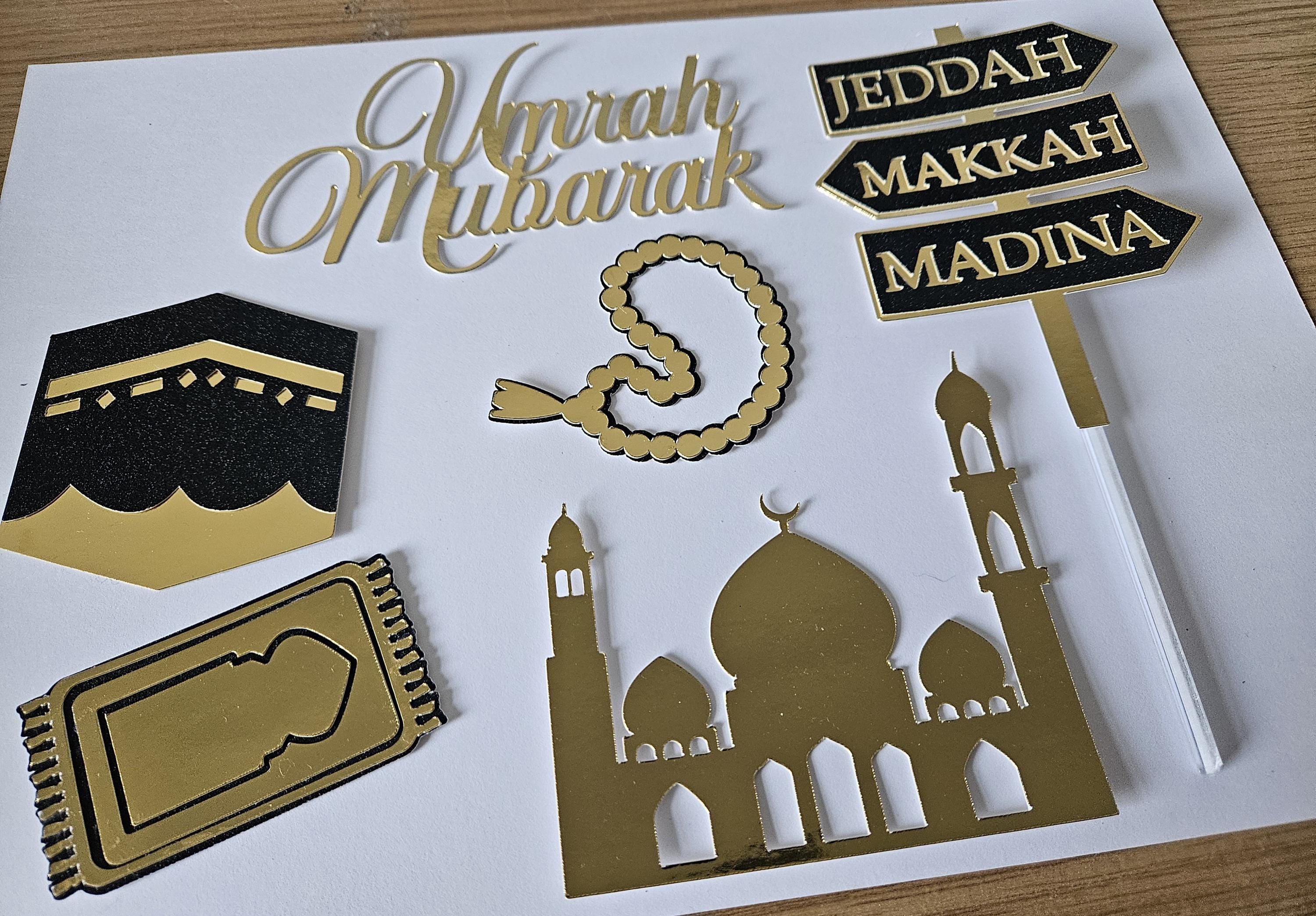 Umrah/hajj Mubarak Cake Toppers With Masjid • Umrah/hajj Cake Topper ...
