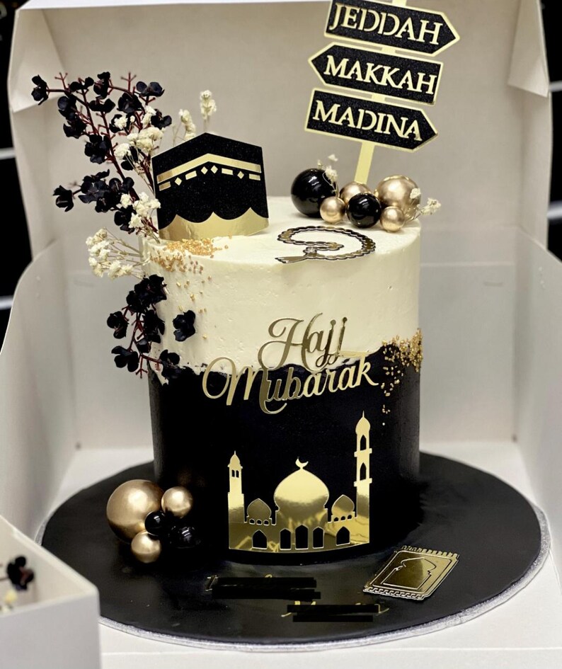 Umrah/hajj Mubarak Cake Toppers With Masjid • Umrah/hajj Cake Topper ...