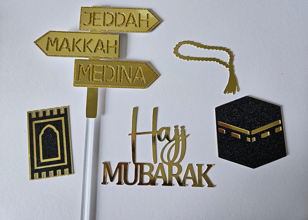 Hajj/umrah Mubarak Cake Topper Set • Hajj/umrah Mubarak Toppers ...