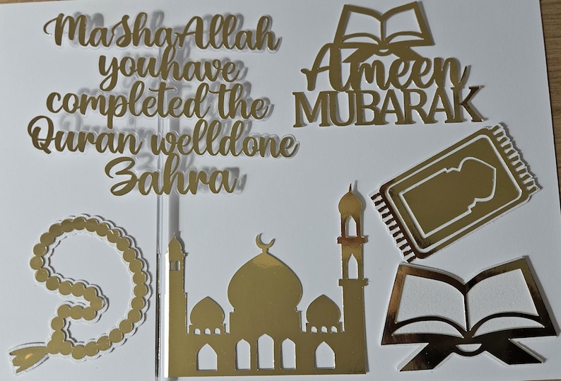 Personalised Quran Completion Cake Topper Set • Card Ameen Cake Topper ...