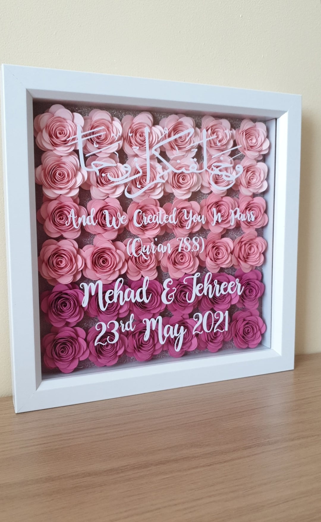 Personalised Wedding Frame, Nikkah Frame, 3D Flower Nikkah Frame, 3D ...