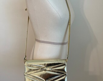 L.J Simone New York Gold Crossbody Purse, 80s Vintage Gold Crossbody ...
