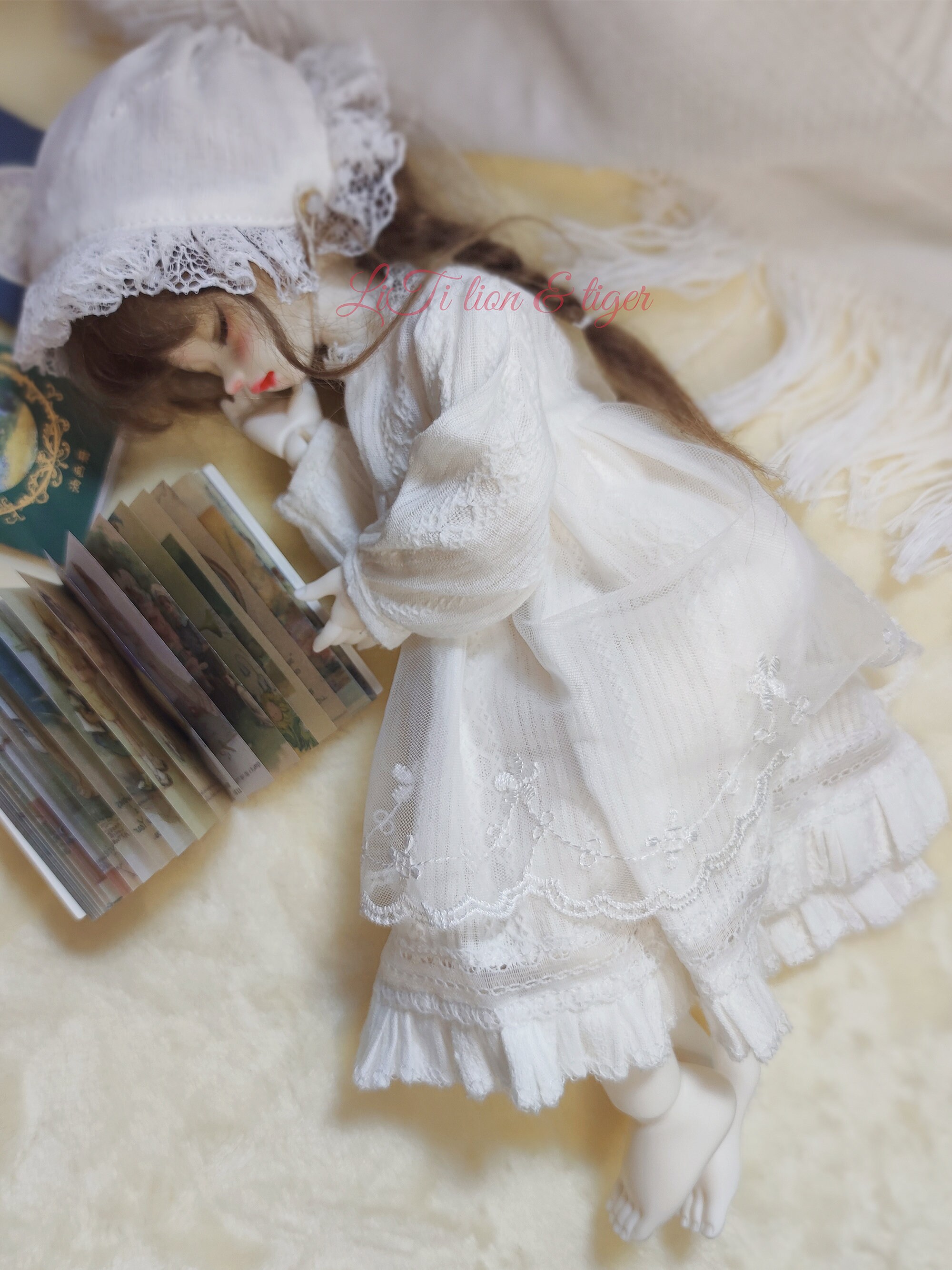 1/6 1/4 BJD Dress Full Set Lavender Embroidered Handcraft - Etsy